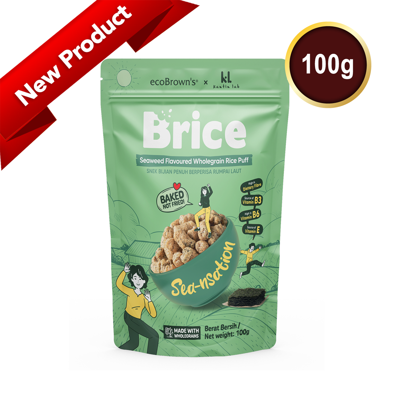 ecoBrown’s Brice Seaweed Flavoured Wholegrain Rice Puff [100g] – ecoBrown's