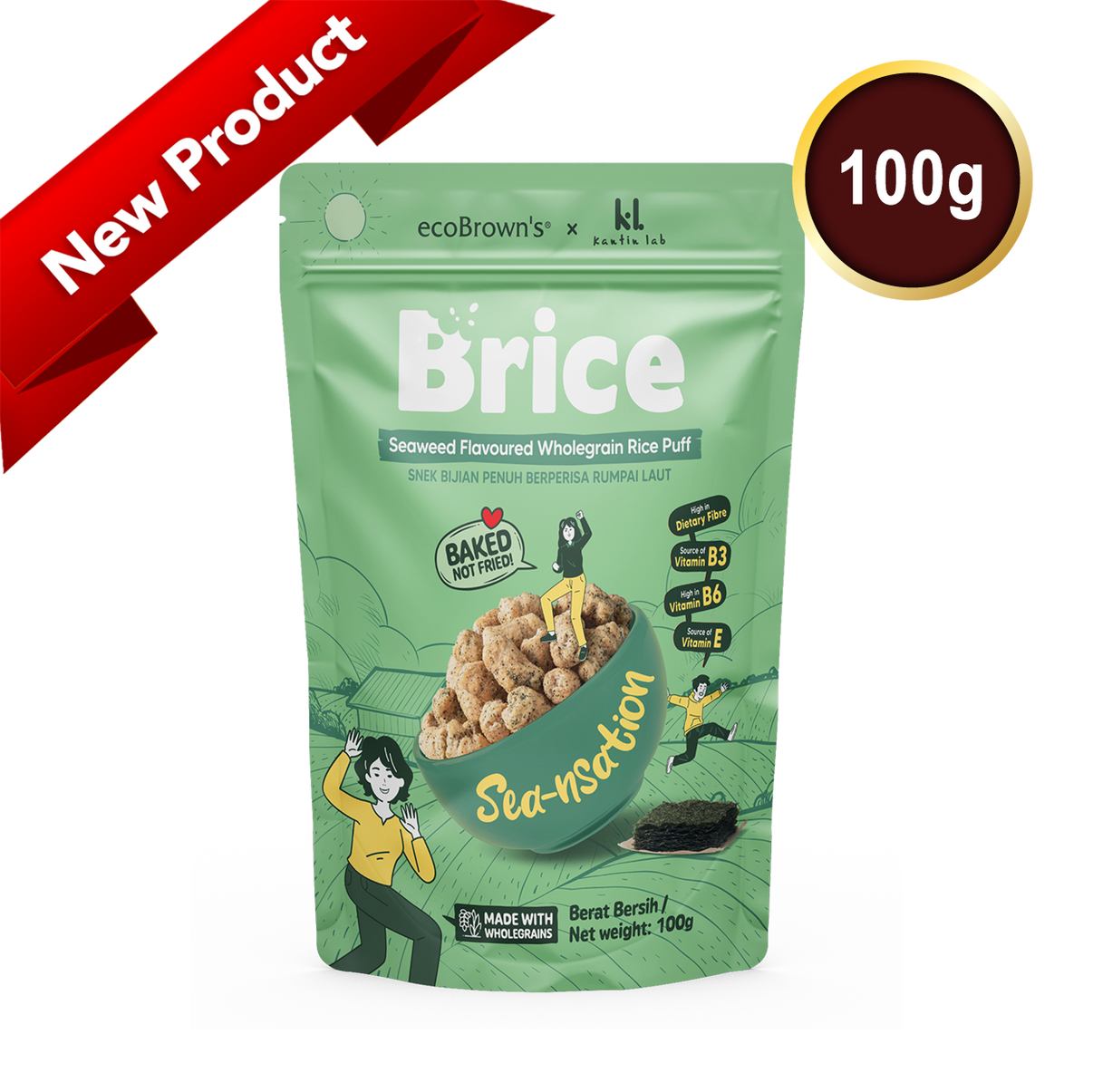 ecoBrown’s Brice Seaweed Flavoured Wholegrain Rice Puff [100g] – ecoBrown's
