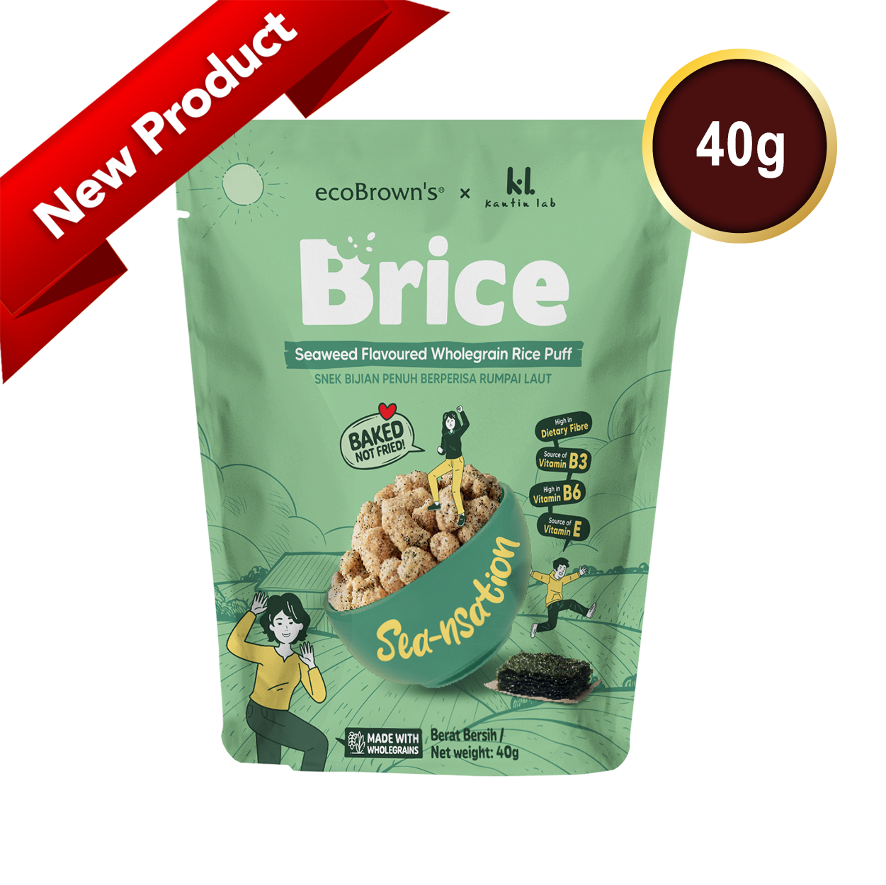 ecoBrown’s Brice Seaweed Flavoured Wholegrain Rice Puff [40g] – ecoBrown's